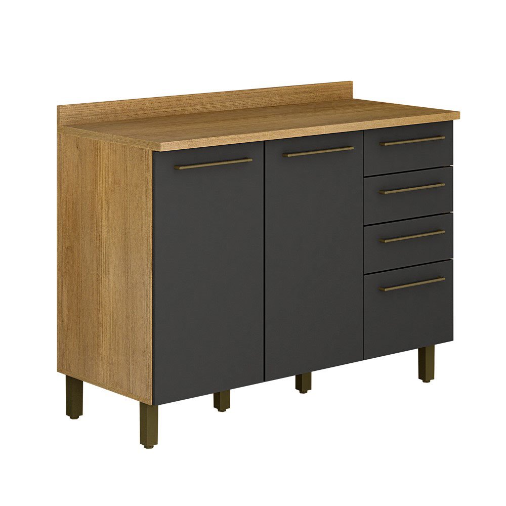 Balcão Multiuso de Cozinha com Tampo 02 Portas e 04 Gavetas Tarantela ...