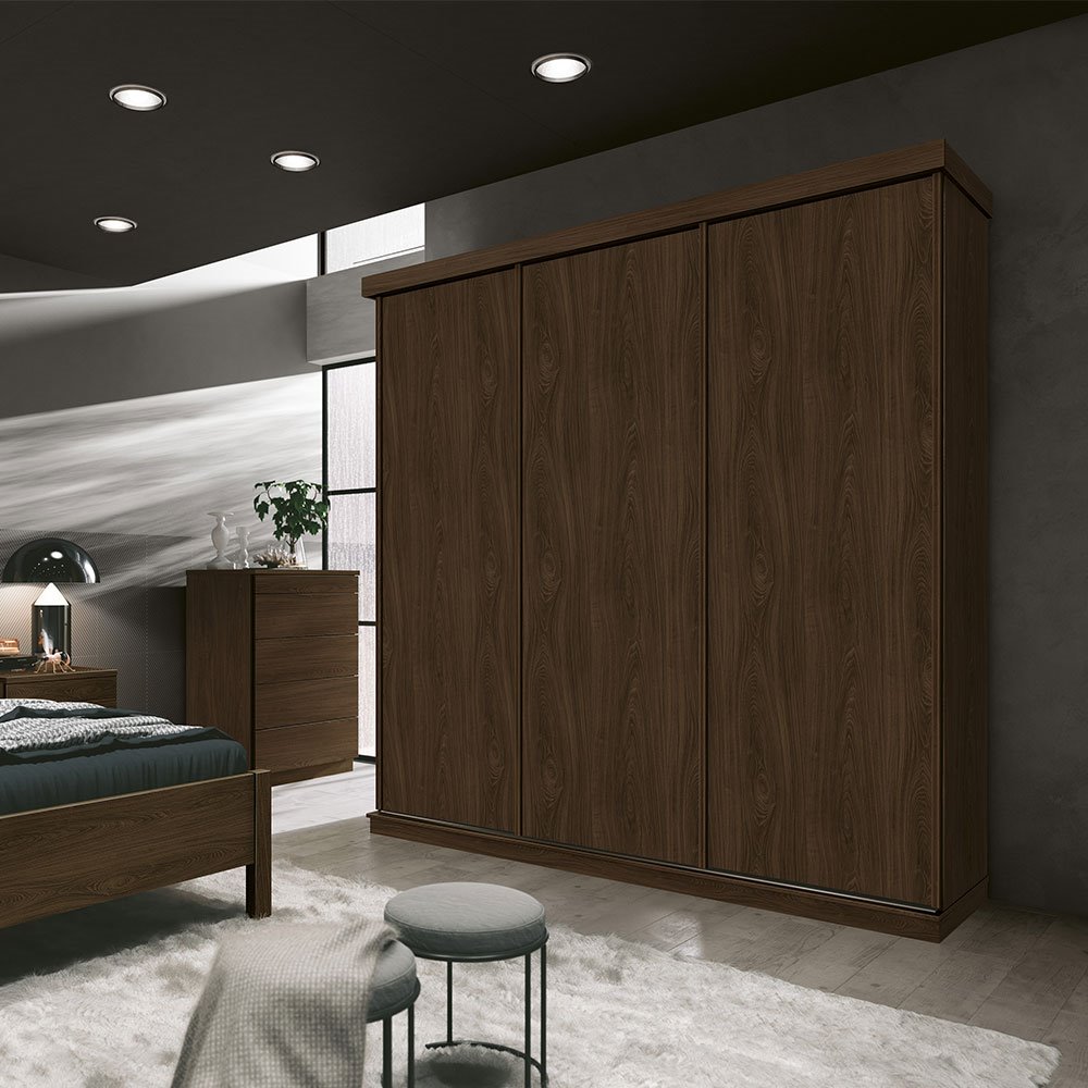 Guarda-Roupa de Casal 03 Portas Deslizantes 03 Gavetas 100% MDF Itália ...