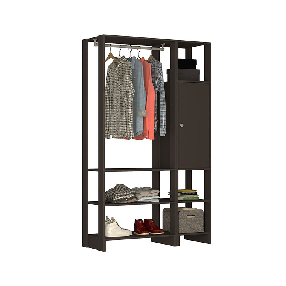 Armário Roupeiro Closet Aberto Modulado 1 Porta 6 Prateleiras 1 ...
