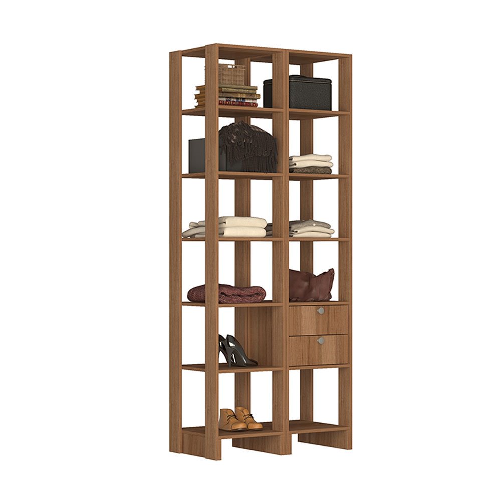Armário Roupeiro Closet Aberto Modulado 02 Gavetas e 10 Prateleiras 80 ...