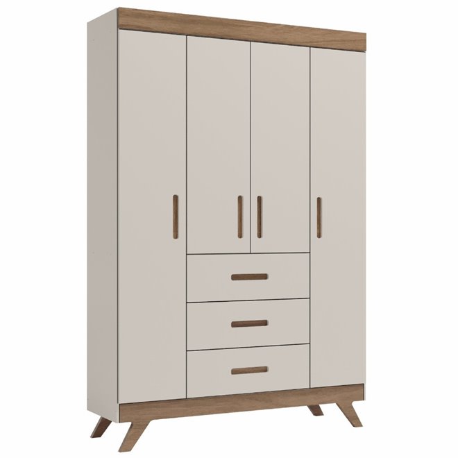 Guarda-Roupa Infantil 04 Portas e 03 Gavetas 100% MDF Maya Off White ...