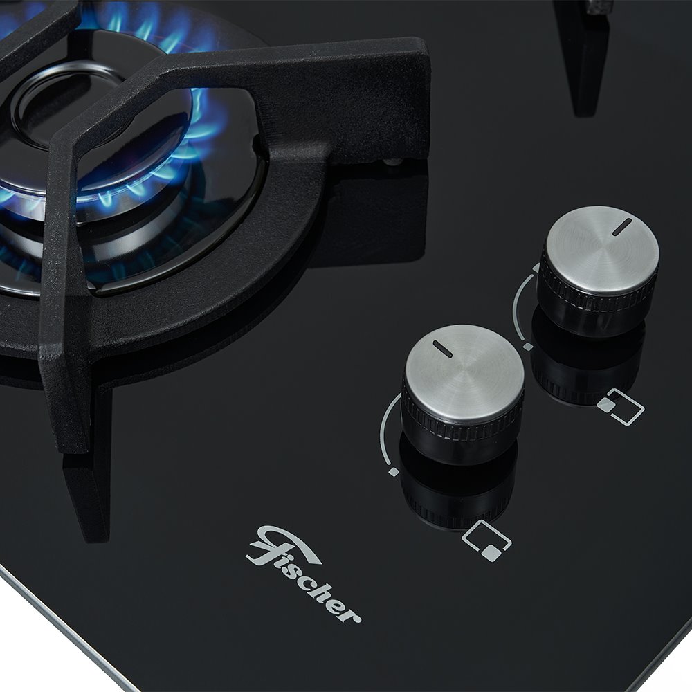 Cooktop 4 Bocas a Gás Fischer Infinity com Mesa de Vidro e Queimador ...